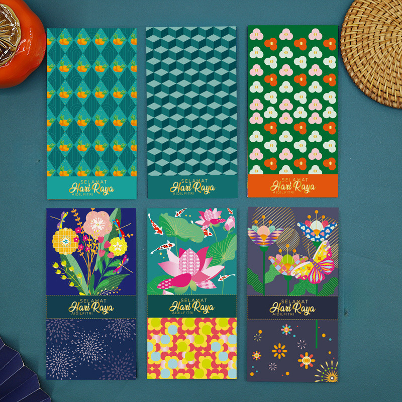 6pcs/set Sampul Duit Raya Hari Raya Duit Raya Packet Muslim Green ...