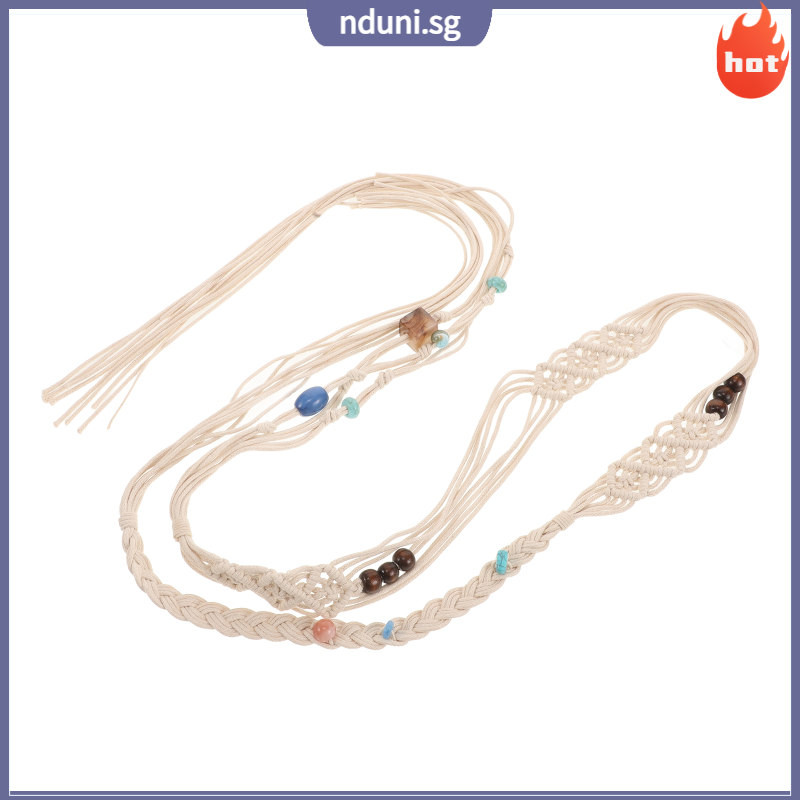 Braided Waist Belt with Tassel for Women Waistband Beaded Crochet Woven ...