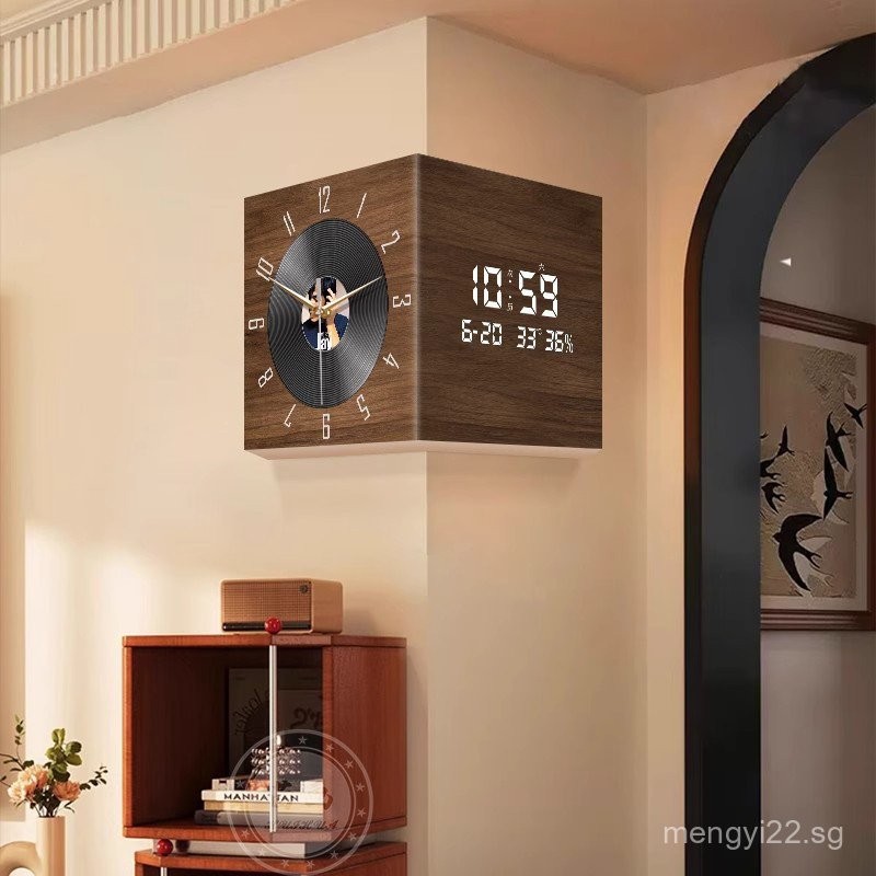 Antique Corner Double-Sided Wall Clock Retro Record Corner Clock2025New ...