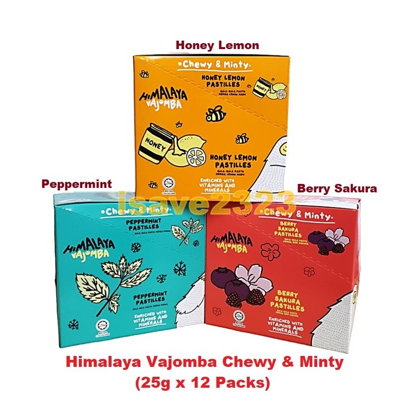 Himalaya Vajomba Chewy Pastilles (25g x 12 Packs) - Peppermint / Honey ...
