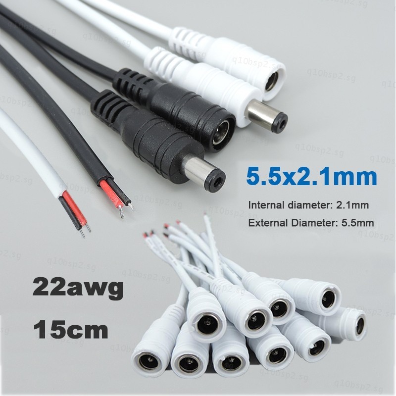 5.5x2.1mm DC Male Female Power Plug Cable Wirae Jack Adapter Connector ...