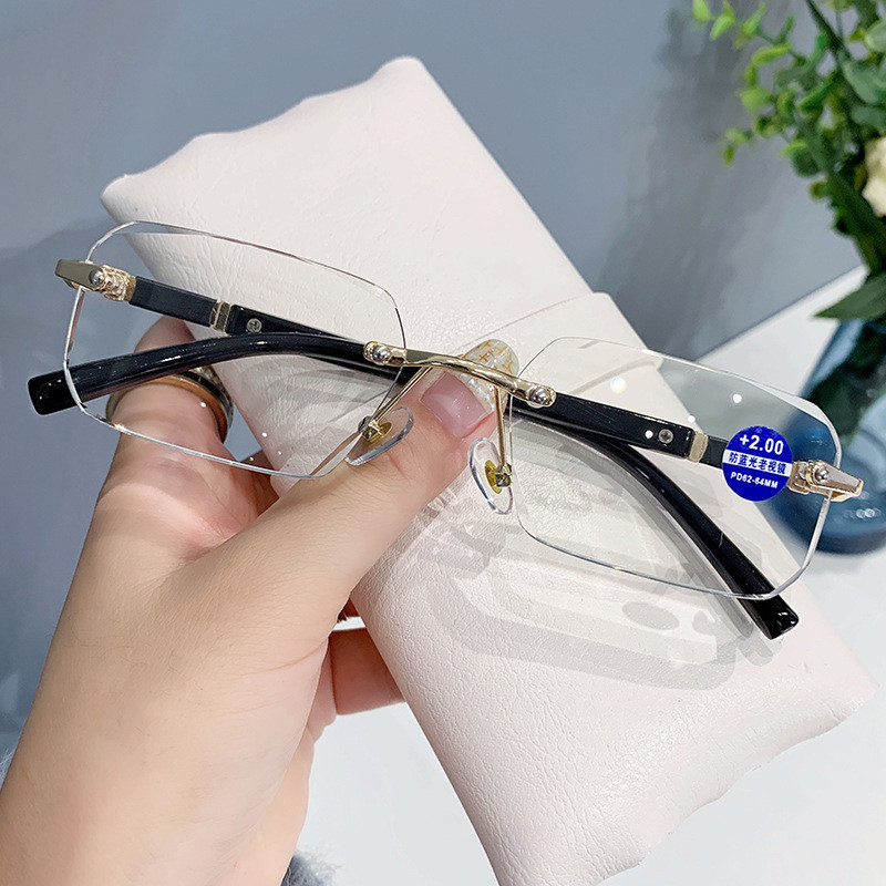 100~+400）Presbyopia glasses, frameless new anti blue light presbyopia ...