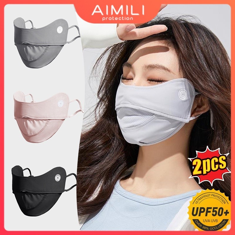 UPF50+ cold sun protection/UV all-in-one mask, women's thin, breathable ...