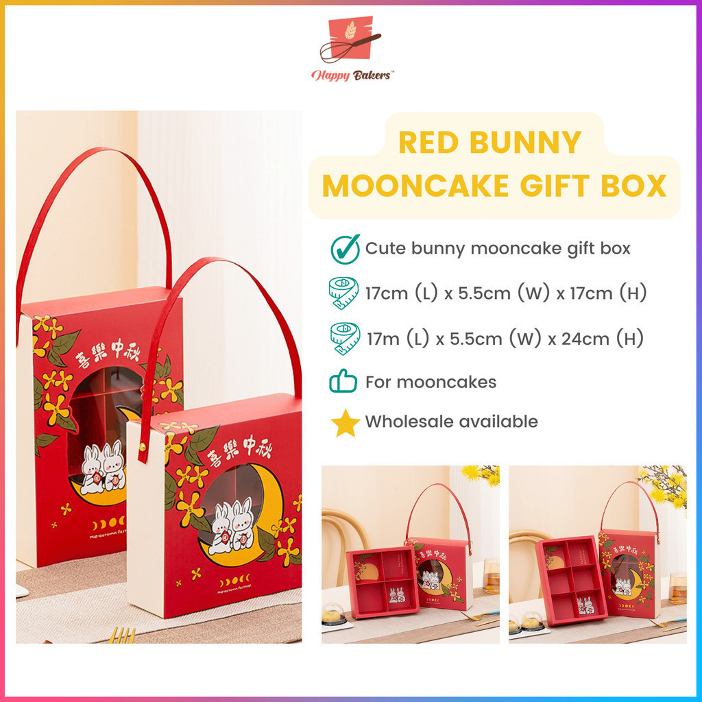 Red Bunny Mooncake Box 4 or 6 Cavities For Mooncakes 月饼礼盒 上海月饼 | Shopee ...