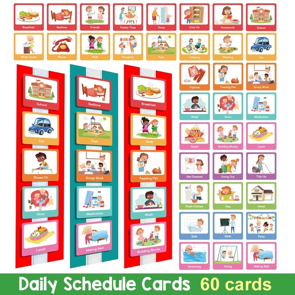 Visual Schedule Chart for Kids Preschool Kindergarten Wall Morning ...