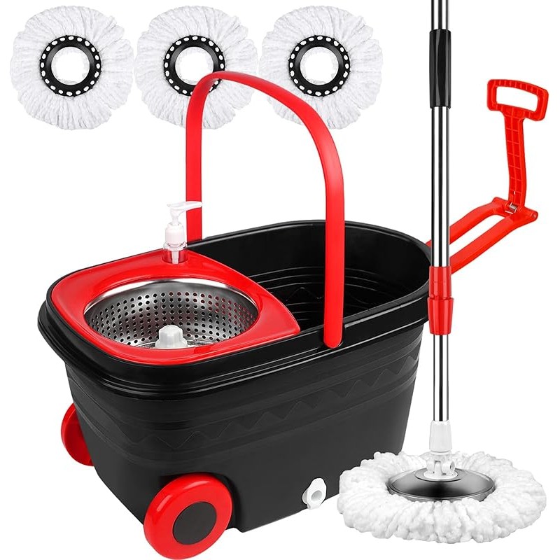 Rotate Mop and Bucket with Twist Extractor Set,360° Mop and bucket ...