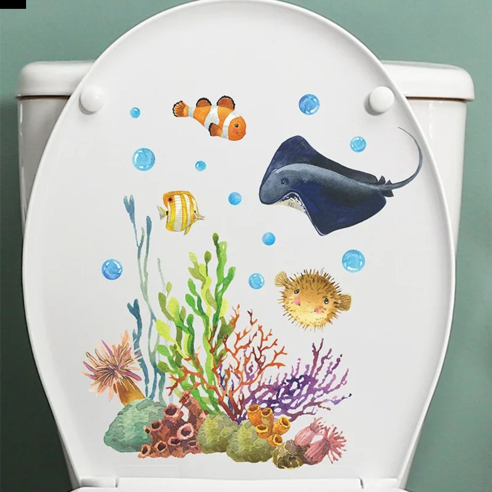 ANTIONE Toilet Stickers, Glow in Dark Undersea Animal Fish Coral WC ...