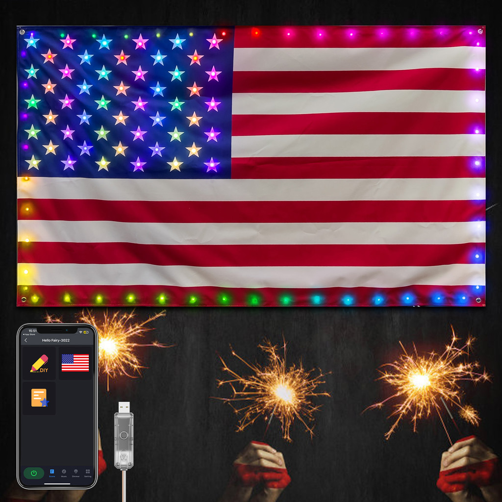 American Flag Model Light Adjustable Color Timing Schedule Design ...