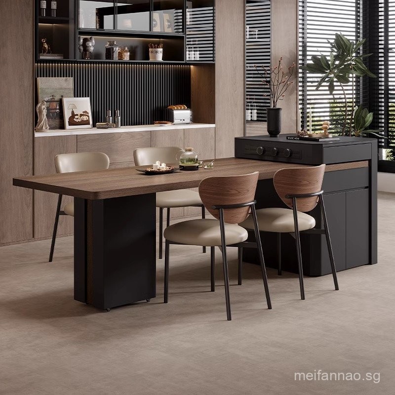 Medieval style retractable island table dining table integrated home ...