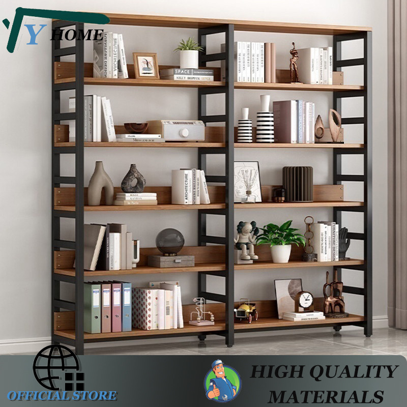 LI Bookshelf Floor Multi-layer Display Shelves Living Room Study Iron ...