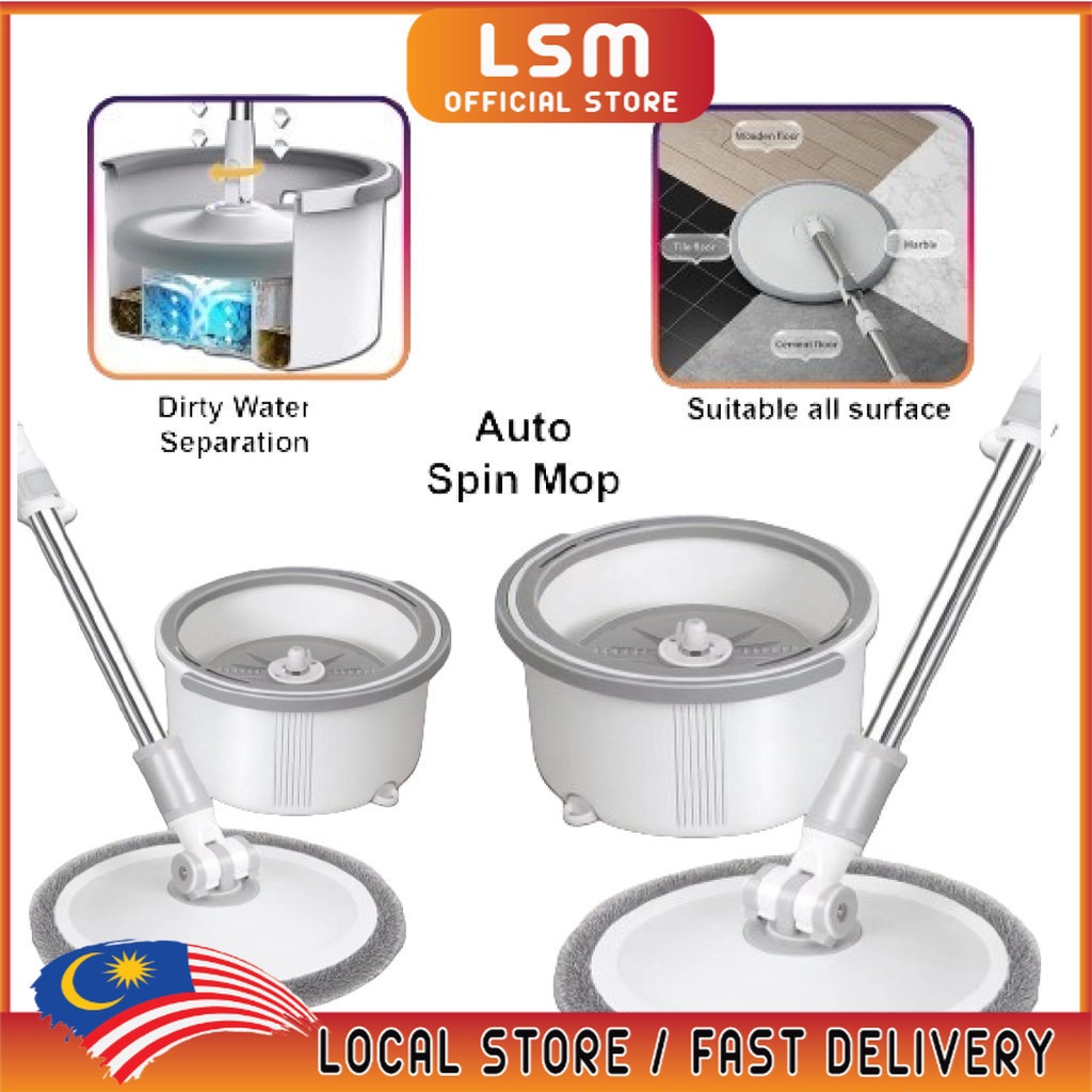 Spin Mop Flat Mop Round Head Floor Mop Quick Dry Mop Microfiber Cloth ...