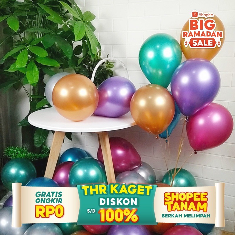 Aigootan - 12 INCH CHROME BALLOONS - Double Metallic Latex Balloons ...