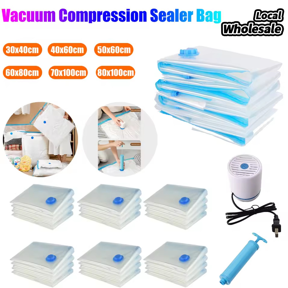 【Local Ready Stock】 Reusable Vacuum Storage Bags Air Compression Seal ...