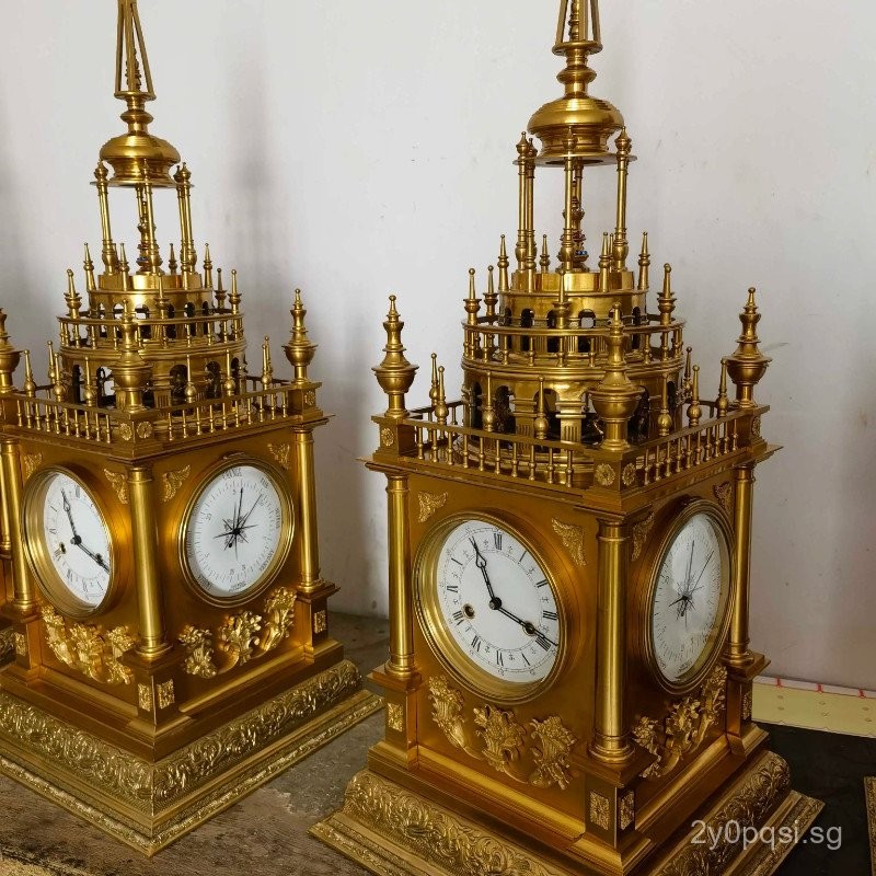 Mechanical Clock Full Copper Three-Sided Clock Dynamic Time Display ...