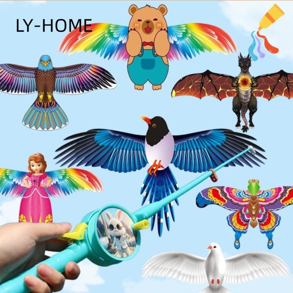 LY Fishing Rod Kite, Labubu Capybara Cartoon Kite, Easy To Fly Dynamic ...