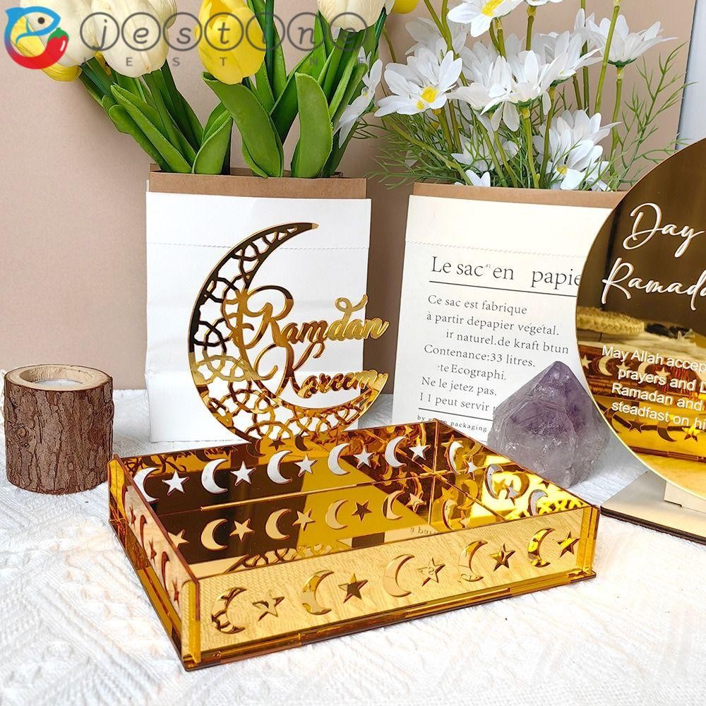 JESTINE Eid Mubarak Food Tray, Rectangular Mirror Ramadan Tray, Table ...