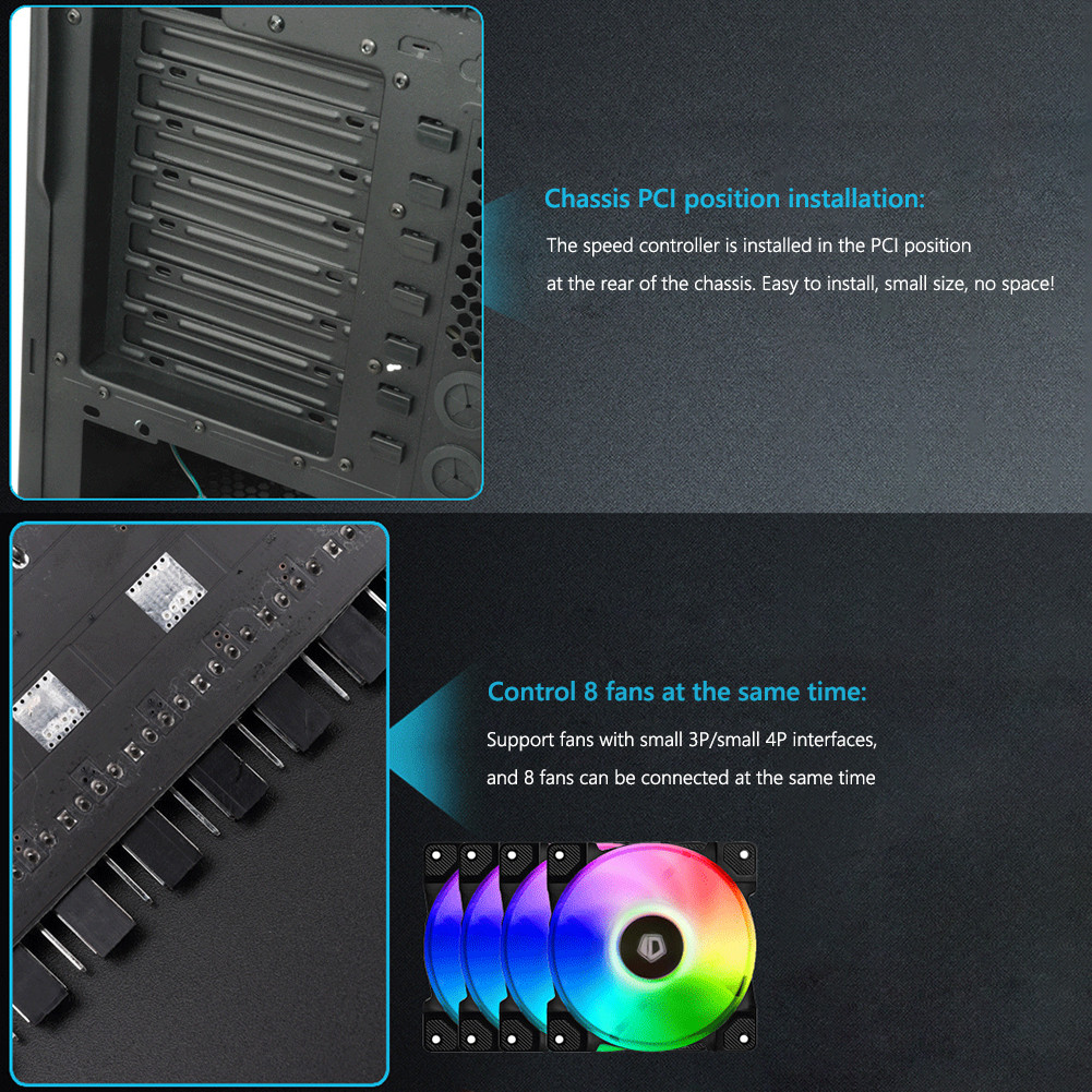 Universal Computer Regulator CPU Hub Splitter Cooler 3pin/4pin Variable ...