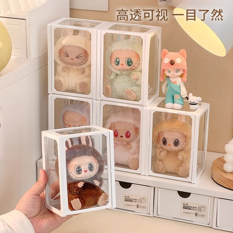 Labubu Display Box Glass labubu Vinyl Doll Storage Box Cotton Doll ...
