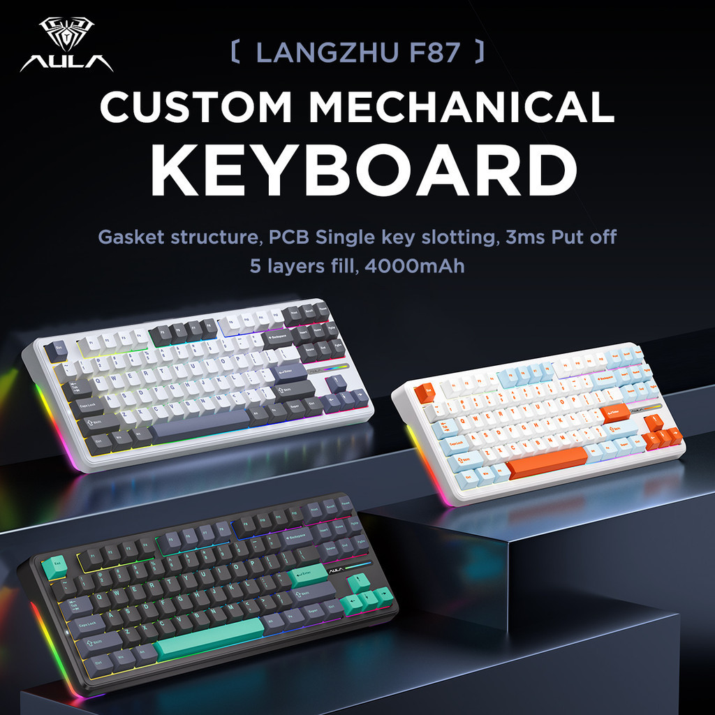 Aula F87 Pro Mechanical Keyboard 87 Key with TKL Gasket Structure Full ...