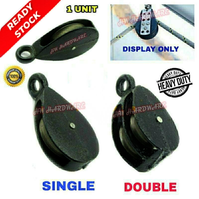 SINGLE / DOUBLE HEAVY DUTY ROPE PULLEY CAST IRON PULLY WHEEL LIFTING ...