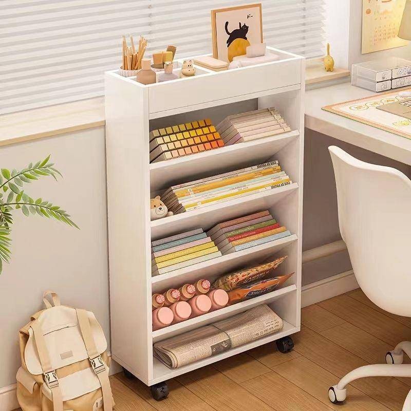 Small bookcase beside the desk can be moved under the desk storage ...