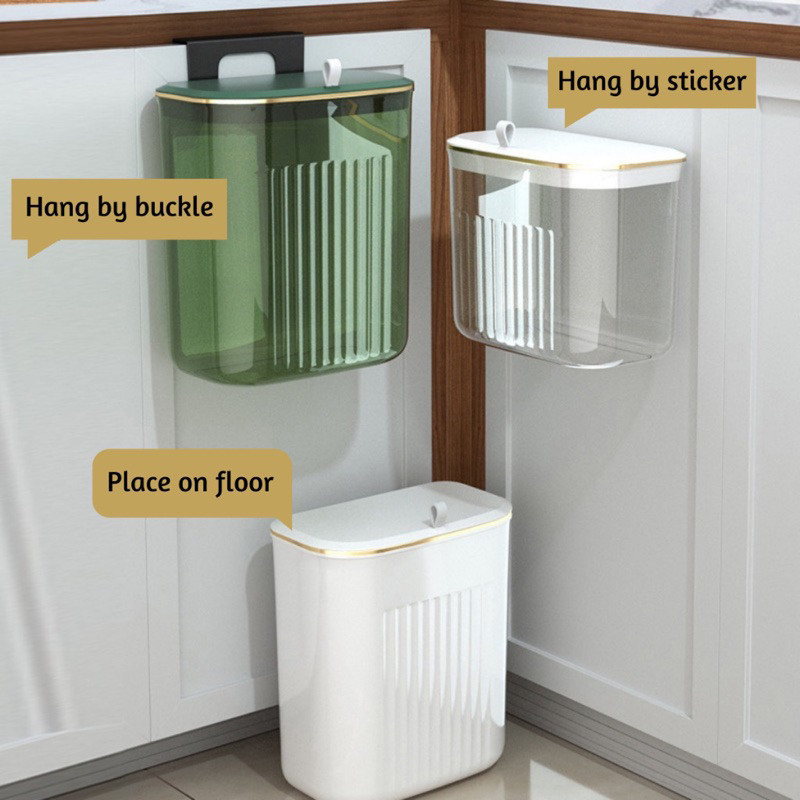 Transparent Wall Mounted Hanging Trash Bin Kitchen Countertop Cabinet ...