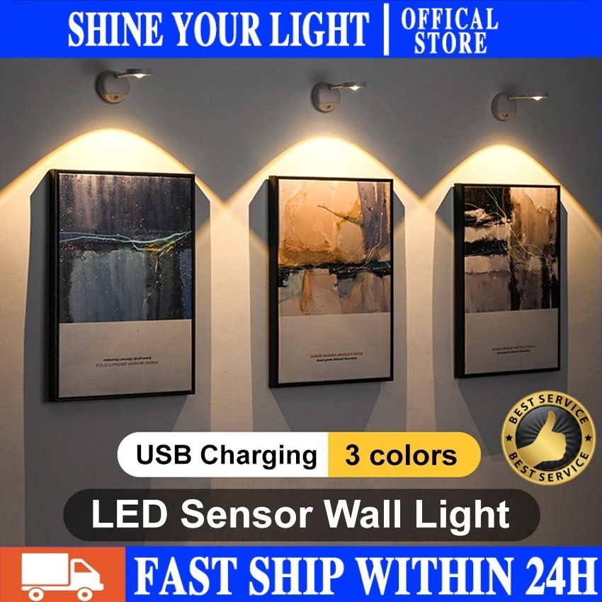 3 Colors Raya LED Rechargeable Motion Sensor Wall Light 3000mah Touch ...