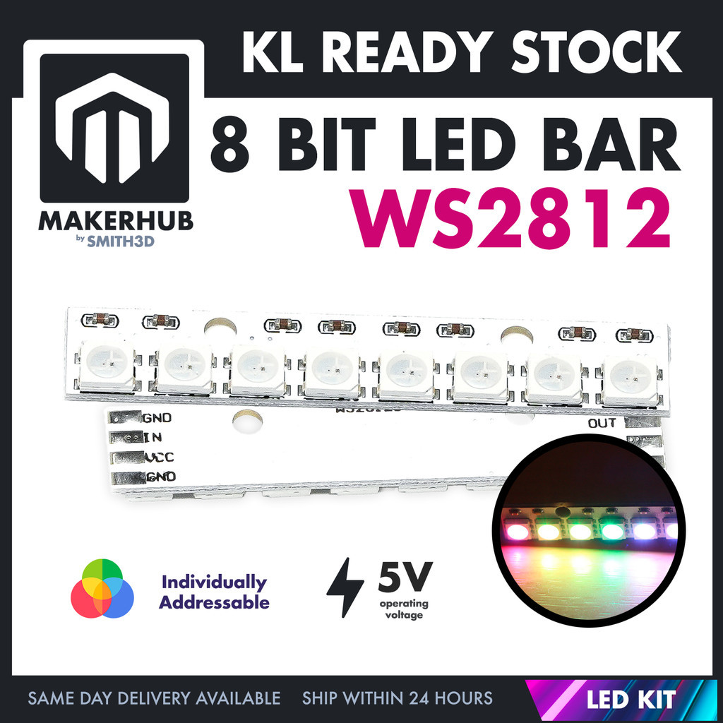 RGB LED Bar WS2812 5050 LED 8 Bit Individual Control LED RGB Stick ...