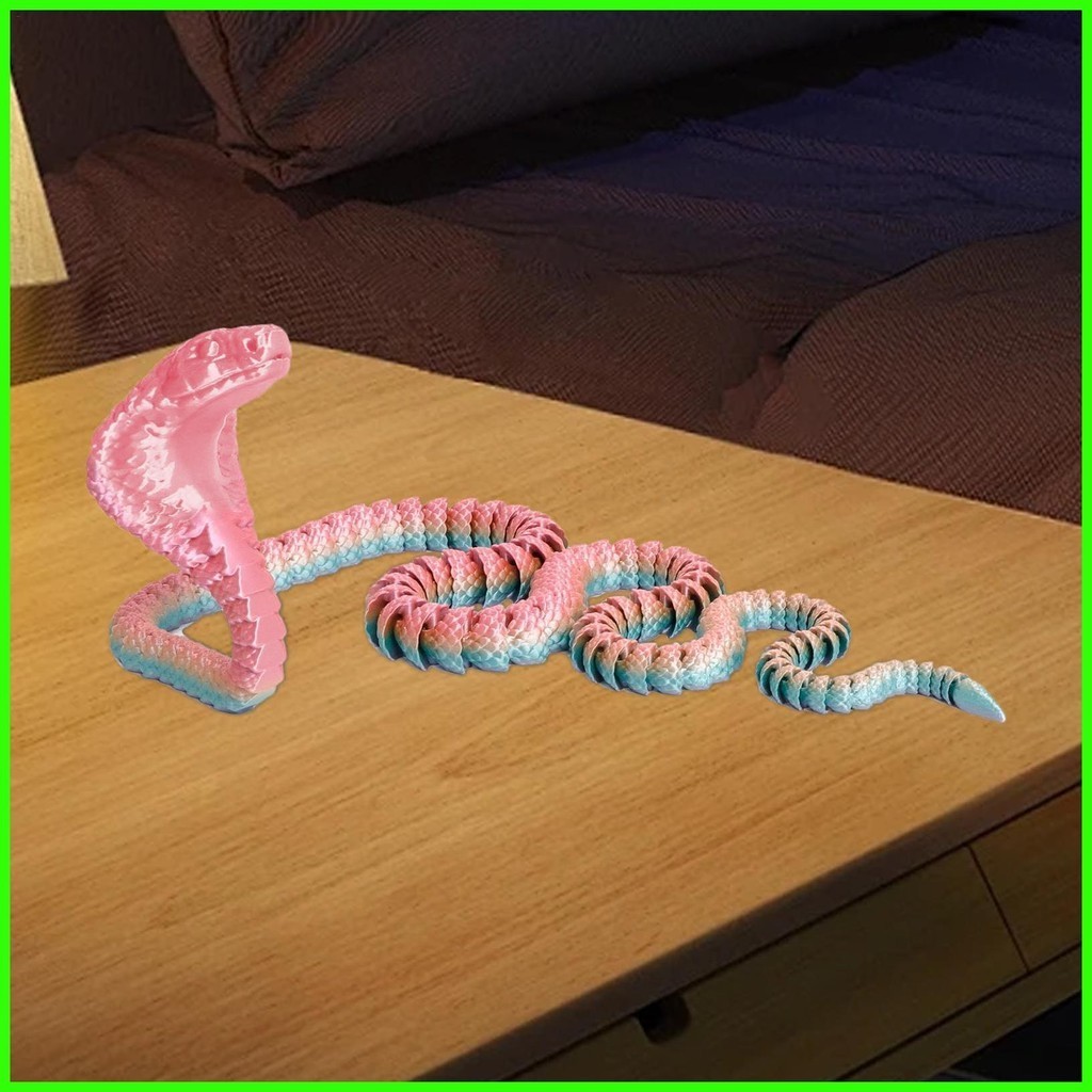 3D Printed Snake Flexible 3D Printed Flexible Cobra Fidget Toy Figurine ...