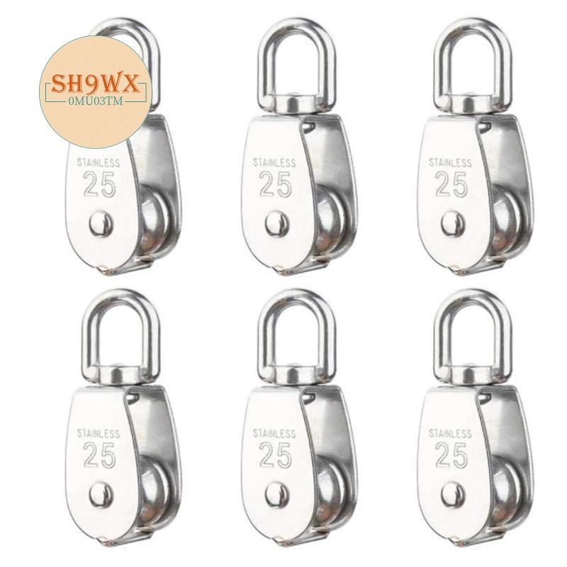 6 Pack M25 Lifting Single Pulley Roller,304 Stainless Steel Single ...
