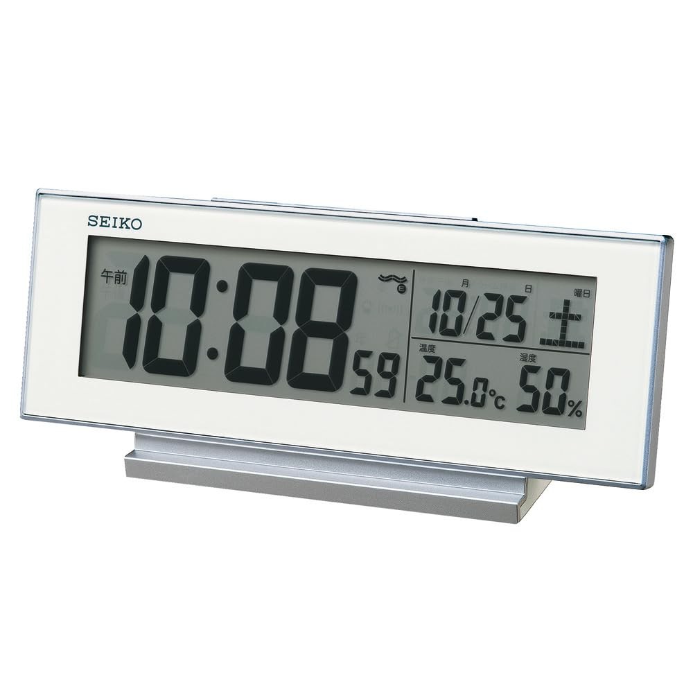 Seiko Clock alarm clock with constant illumination, radio wave, digital ...