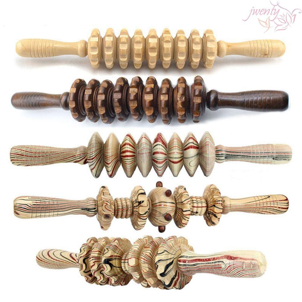 JWENTY Muscle Roller Sticks Manual Leg Wood Therapy Wheel Shaft Anti ...