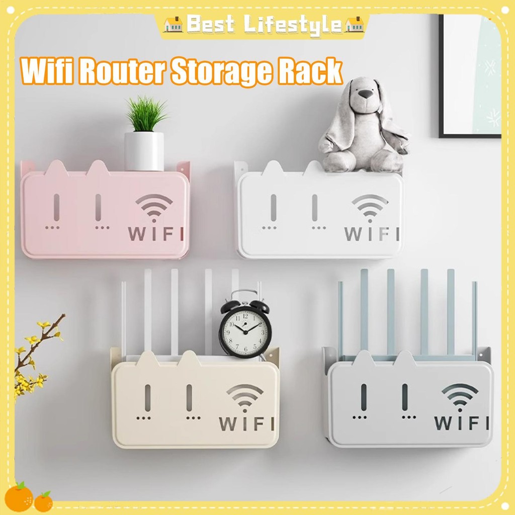 Wifi Router Storage Rack Wall Mount Acrylic Back Adhesive Router Holder ...