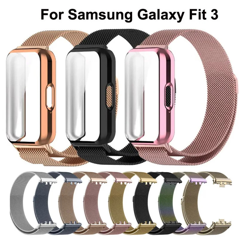 Case+Metal Strap For Samsung Galaxy Fit 3 Stainless Steel Milanese Loop ...