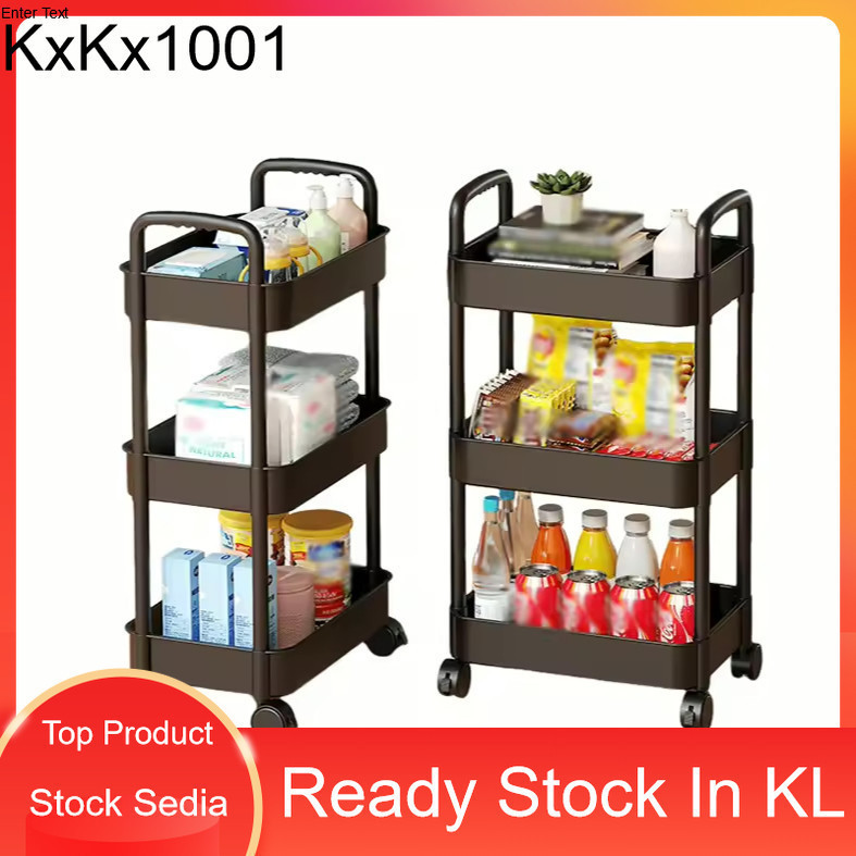 Storage Trolley 3/4 Tier Living Room Kitchen Trolley Storage Rack Shelf ...