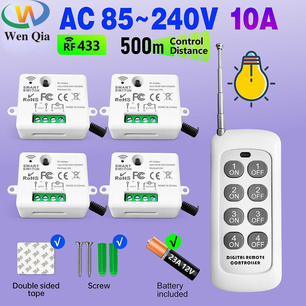 RF Wireless Remote Control Light Switch 433MHz 110V 220V Mini Relay ...