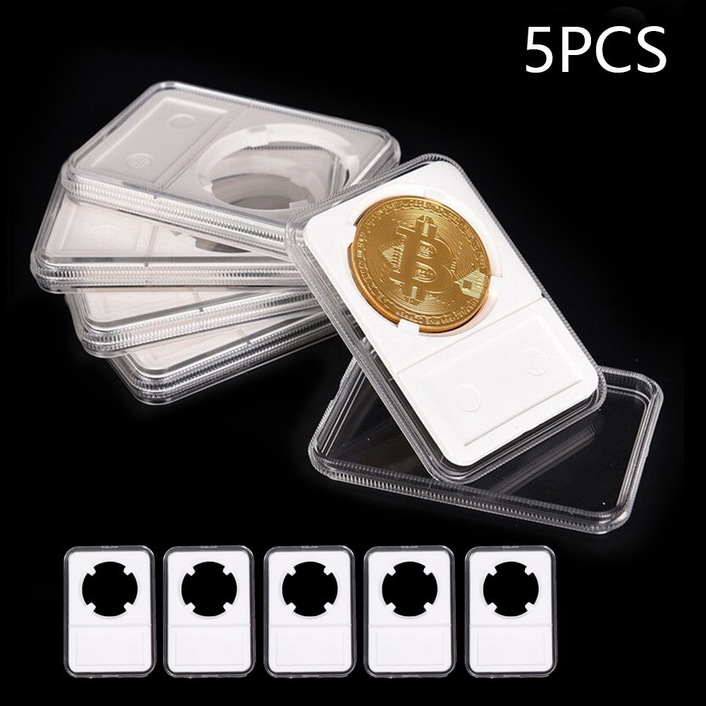 ⭐QUMM⭐ 5Pcs Commemorative Coin Slab Holder Coin Display Storage Box ...