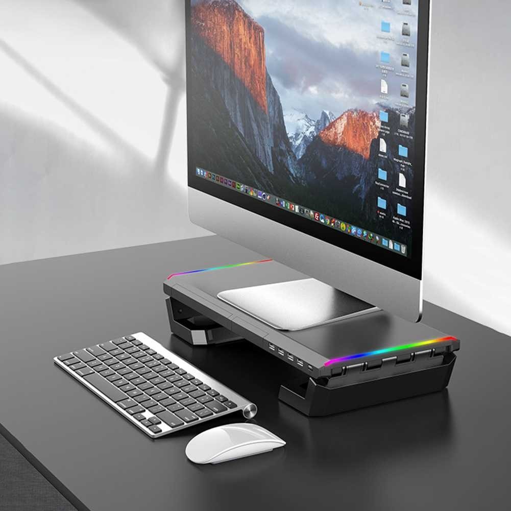 Ice COOREL Waterproof RGB Monitor Stand Laptop Desk with 4 USB 2.0 - T1 ...