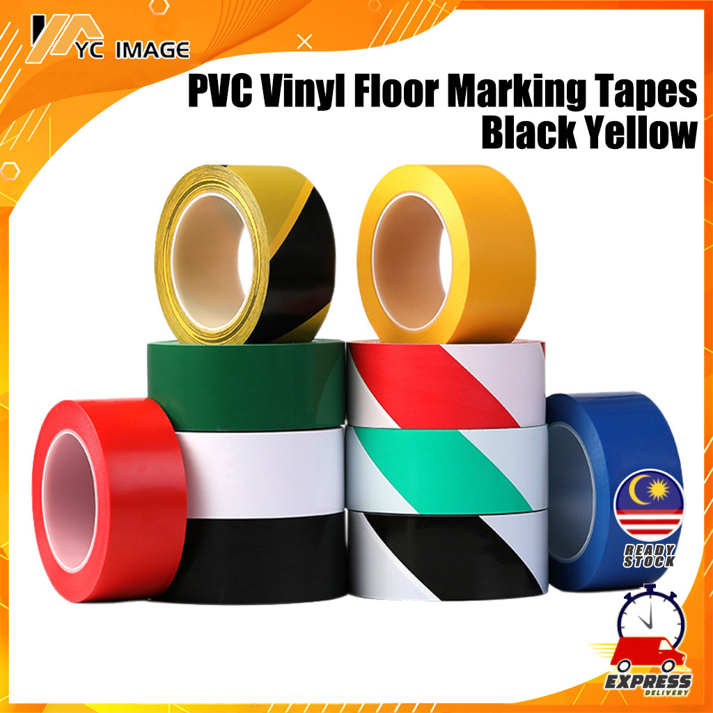 Floor Tape 48MM x 33Y Floor Safety Caution Warning Tape PVC Vinyl Floor ...