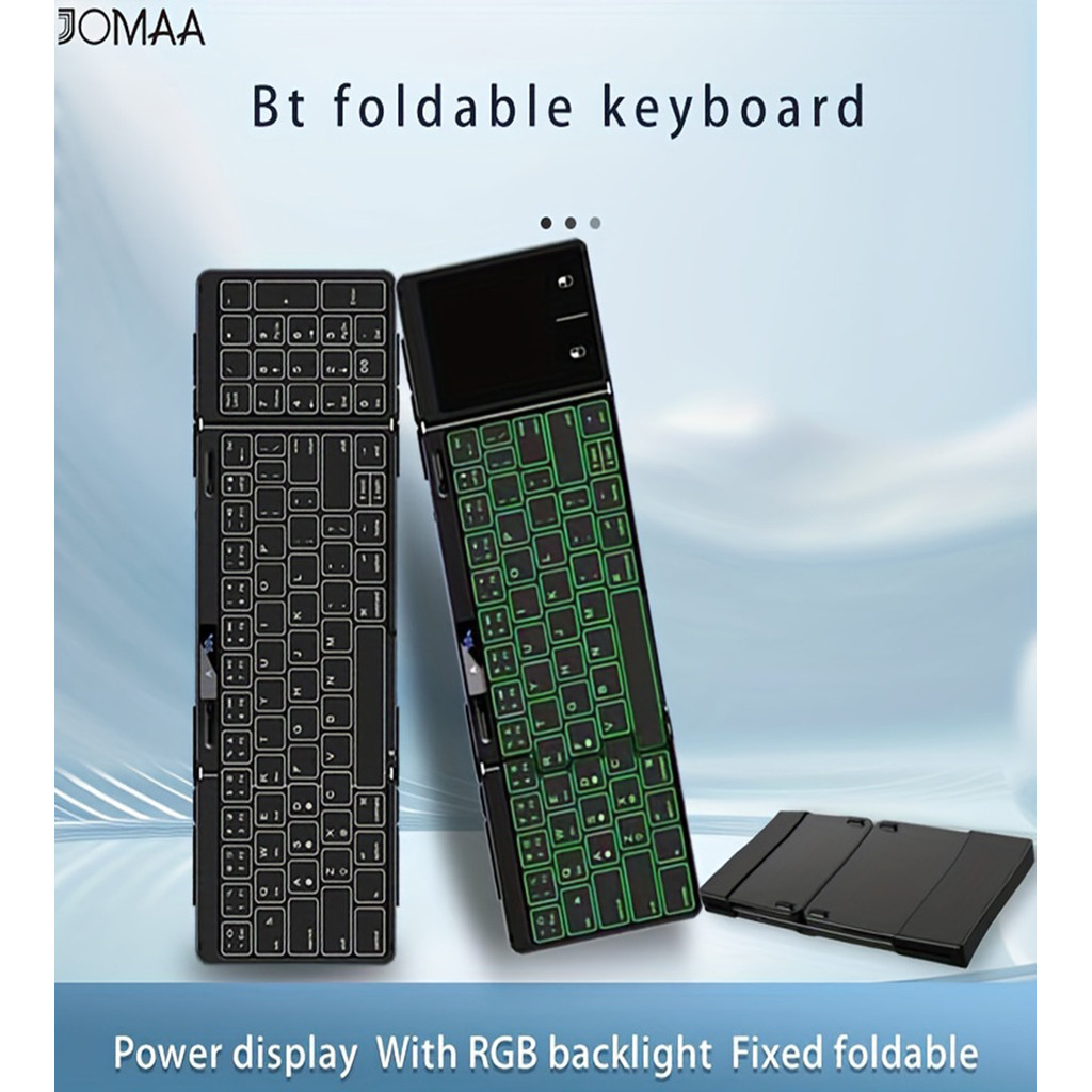 Jomaa RGB Backlight Bluetooth Foldable Keyboard with Battery Level ...