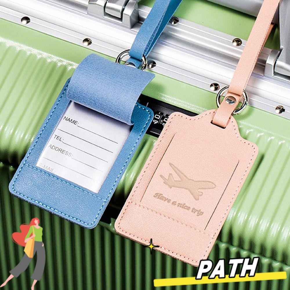 PATH Luggage Tags, Portable PU Leather Suitcase Address Label, Durable Creative Anti Loss ...