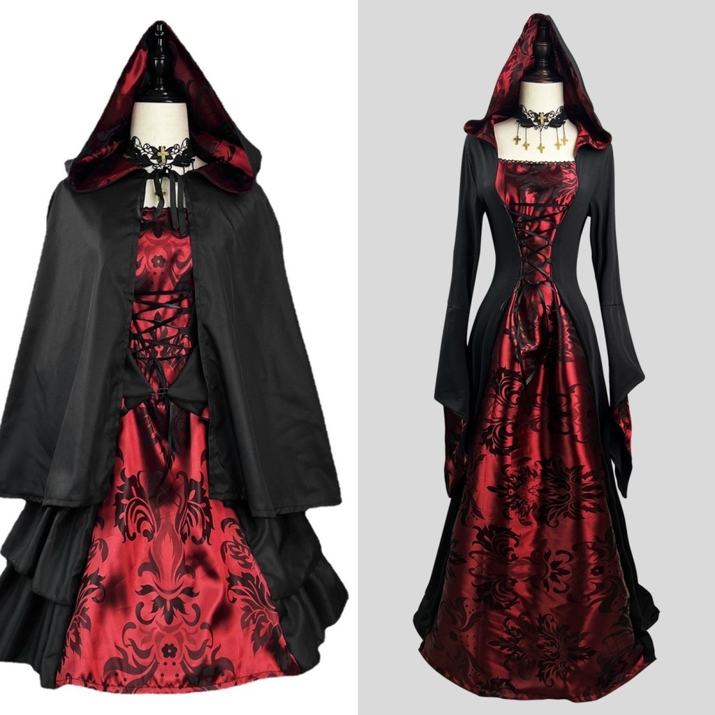 European Court Dress Halloween Costume COSPLAY Cloak Vampire Wizard ...