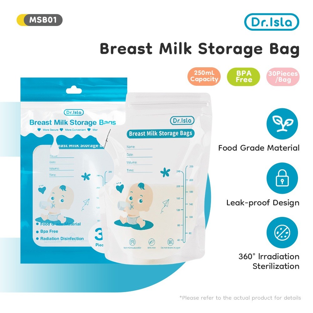 Dr.isla Breast Milk Bags 250ml/30Pcs Breast Milk Container Milk Bags ...