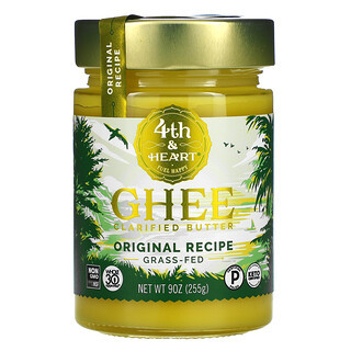 4th & Heart, Ghee Clarified Butter, Grass-Fed, Original Recipe, 9 oz ...