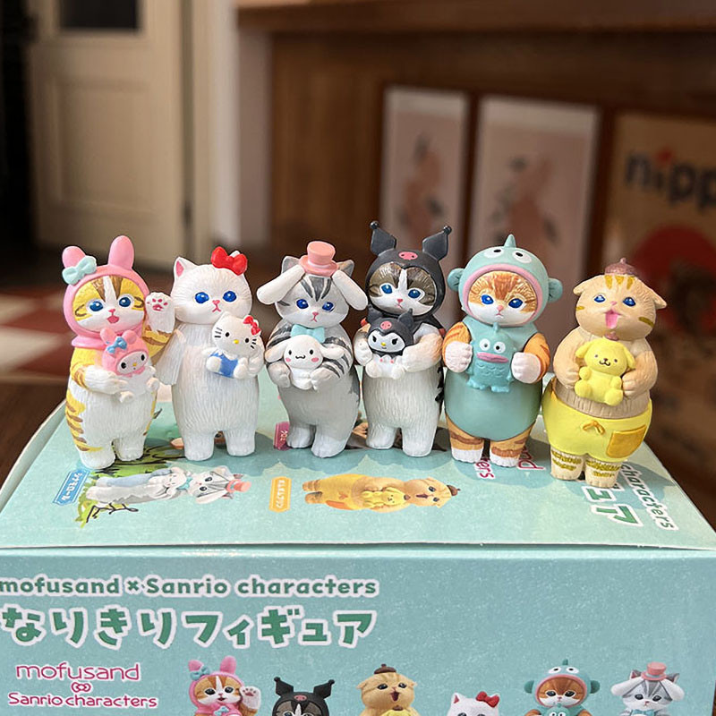 6PCS Mofusand Cats Figure Cos Kuromi Hello Kitty Melody Action Figures ...