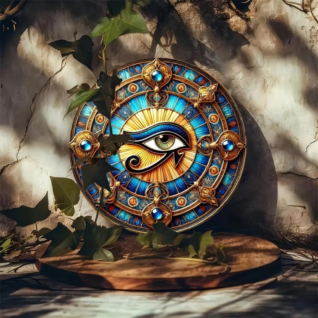 Egyptian Eye of Horus Iron Wall Plaque - 7.8 Inch Round Sacred Art ...