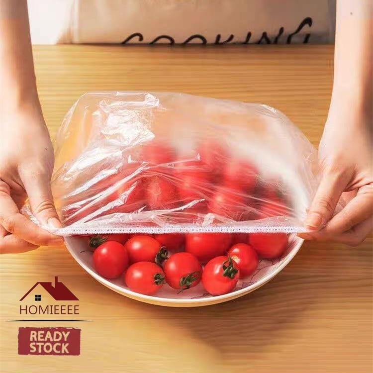 100pcs Disposable Food Plastic Film Ready Stock Waterproof Cover Wrap Penutup Makanan Shopee Singapore