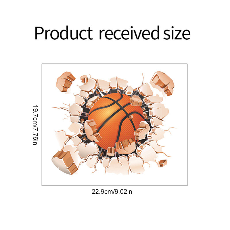 COOLSY Sport Balls Wall Decals 3D Wall Stickers Break Through The Wall ...