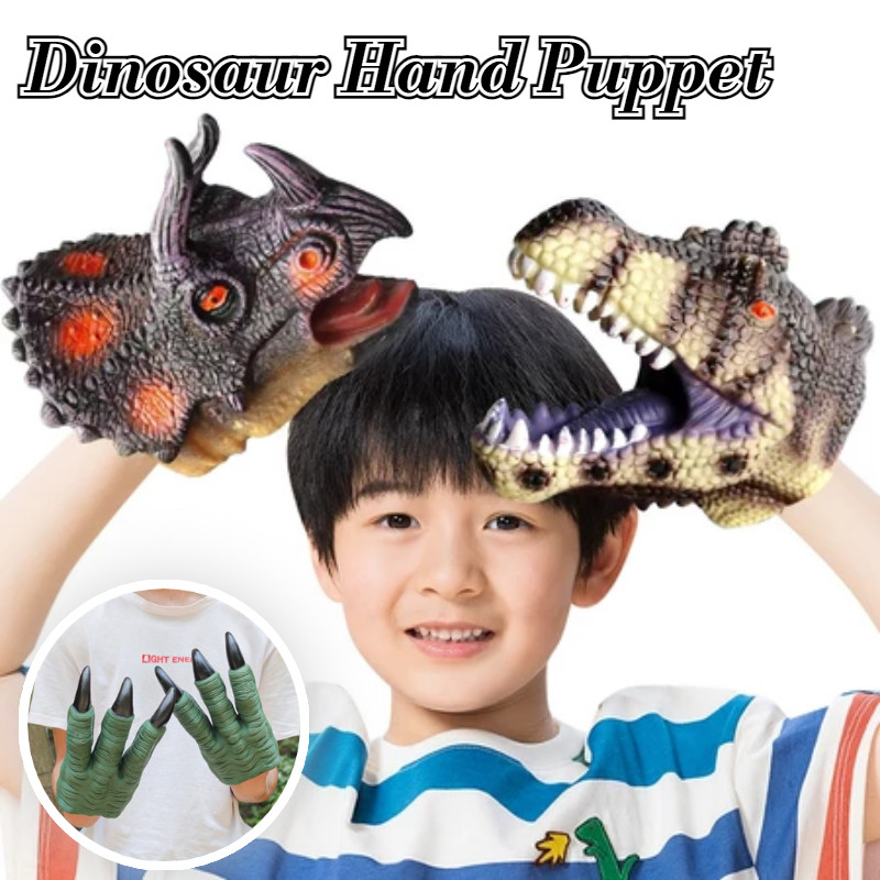 Dinosaur Hand Puppet Soft Rubber Gloves Child Simulation Animal Model ...