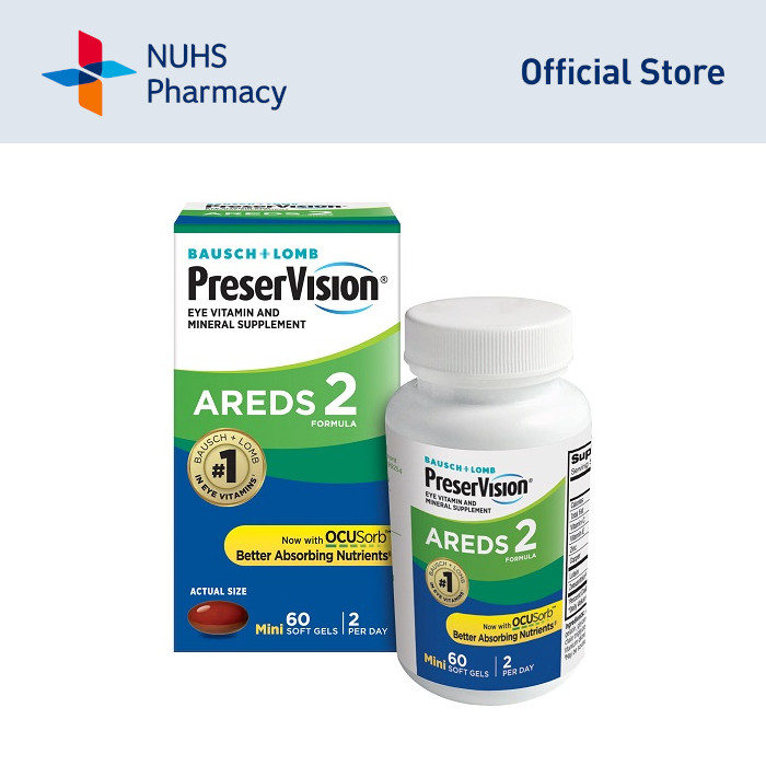 Bausch & Lomb Preservision Eye Vitamin AREDS2 Formula 60 Mini Soft Gel ...